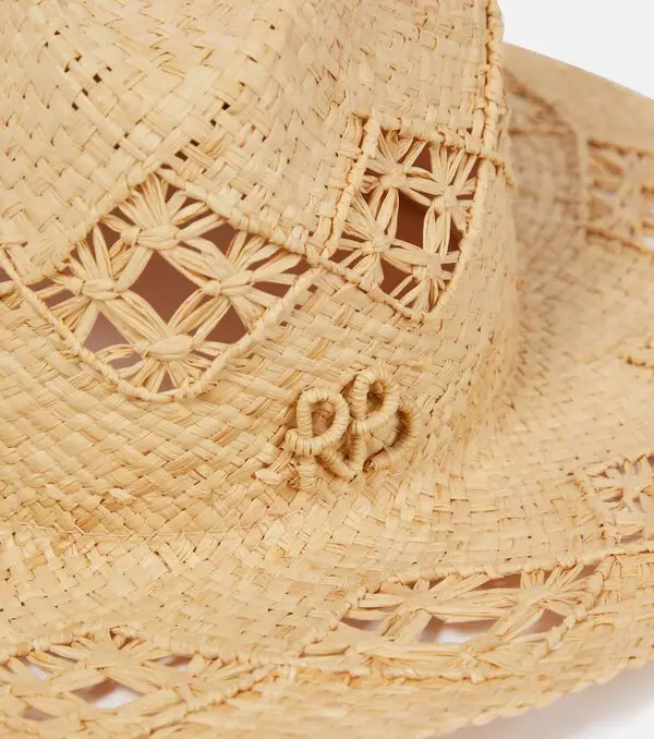 Ruslan Baginskiy Embroidered Straw Fedora - Beige