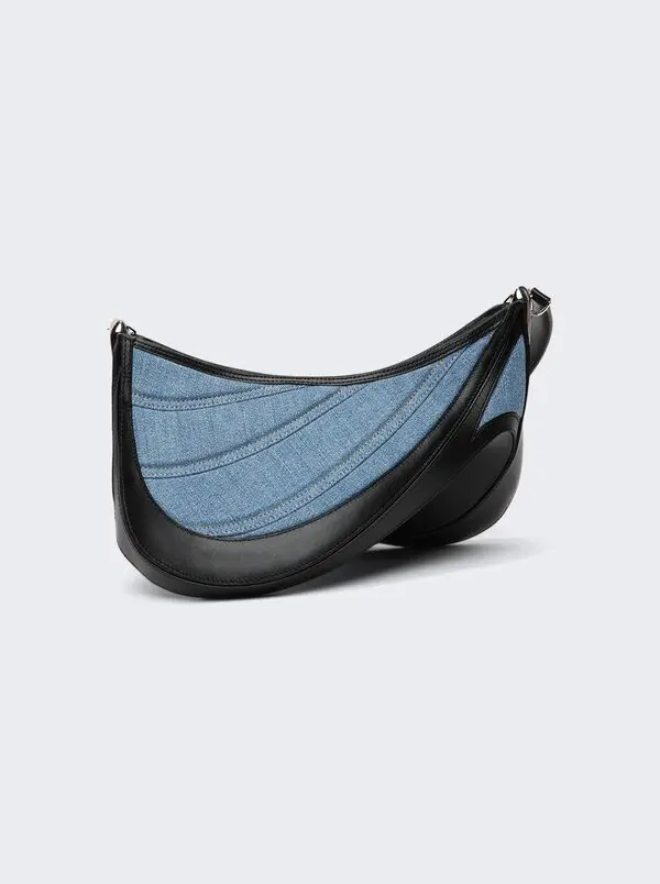 MUGLER Spiral Curve Shoulder Bag - Denim Blue