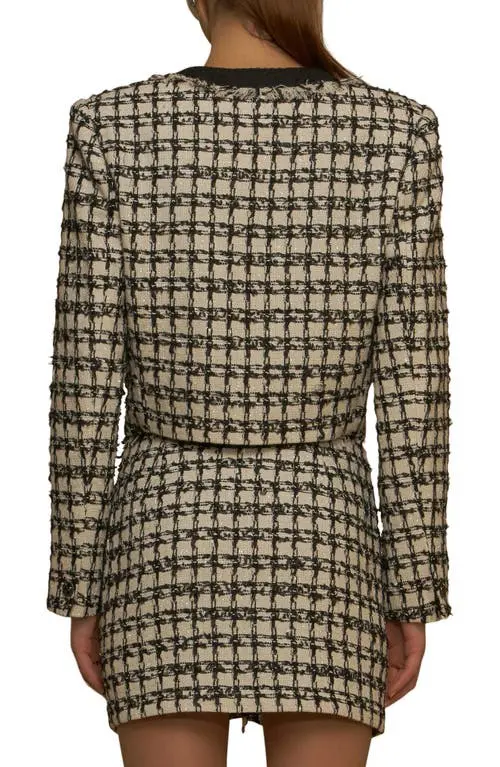 Endless Rose Fringe Metallic Tweed Crop Jacket