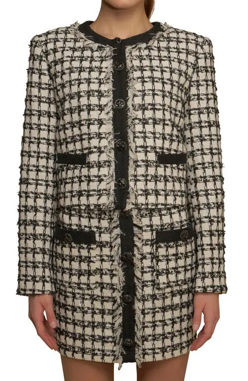 Endless Rose Fringe Metallic Tweed Crop Jacket