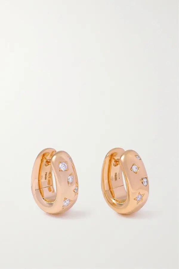 Pomellato Iconica 18-karat Rose Diamond Hoop Earrings - Gold