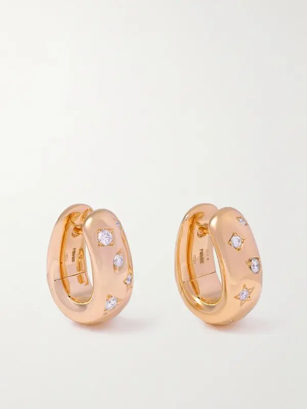 Pomellato Iconica 18-karat Rose Diamond Hoop Earrings - Gold