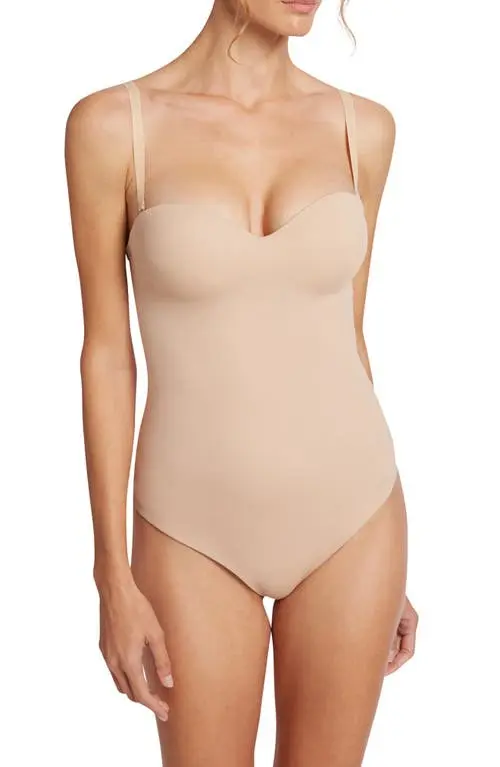 Wolford Mat De Luxe Shaping Thong Bodysuit - Powder