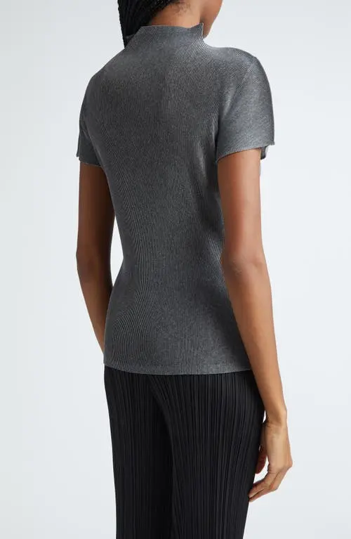 Issey Miyake Basics Pleated Funnel Neck Top
