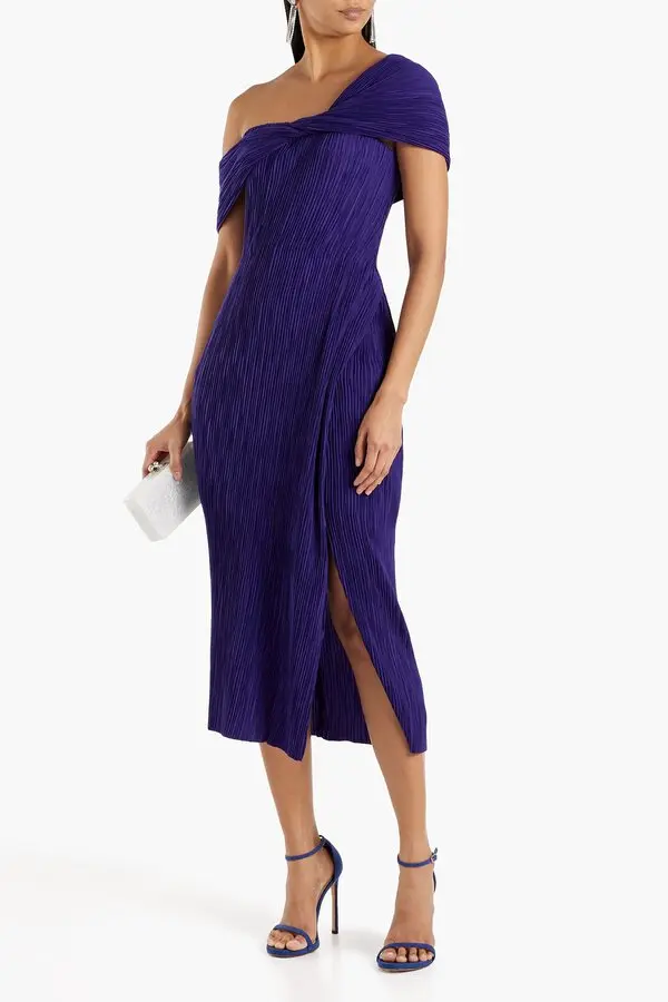 JASON WU Off-the-shoulder Plissé Crepe Midi Dress