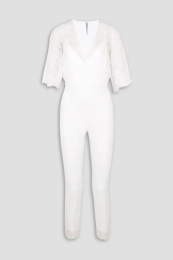 Cushnie Cropped Lace Jumpsuit - White
