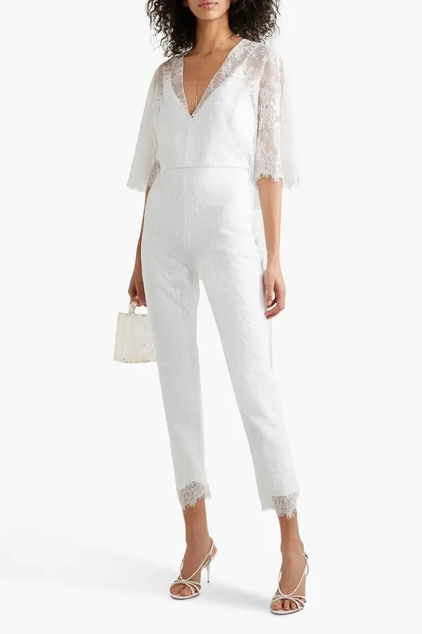 Cushnie Cropped Lace Jumpsuit