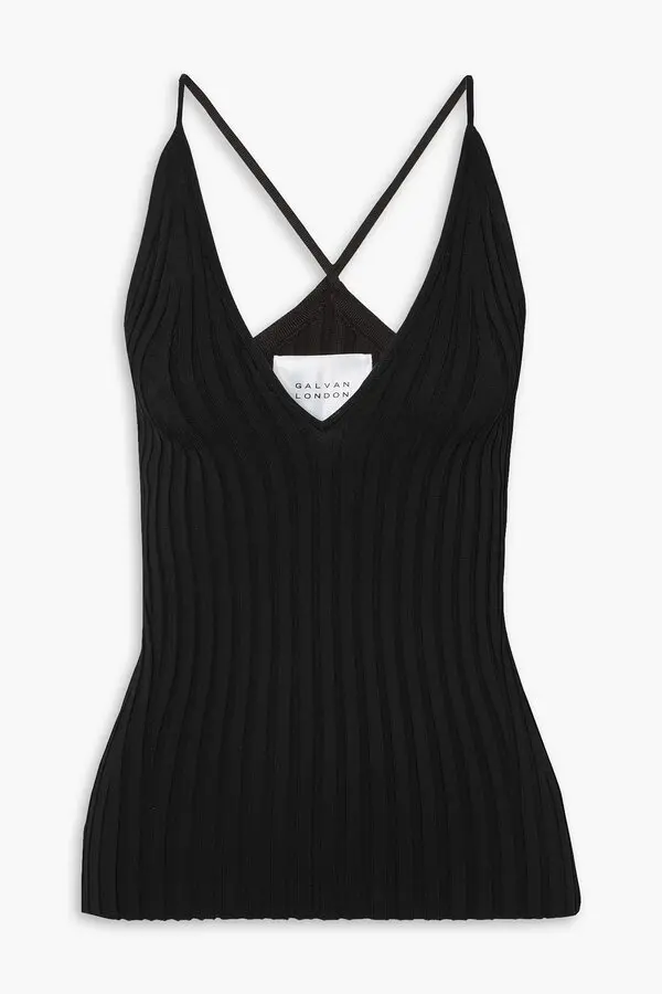 Galvan Rhea Ribbed Knit Camisole - Black