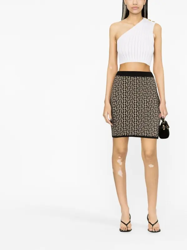 Balmain Asymmetric Buttoned Knit Top