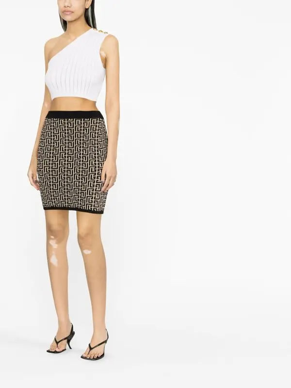 Balmain Asymmetric Buttoned Knit Top