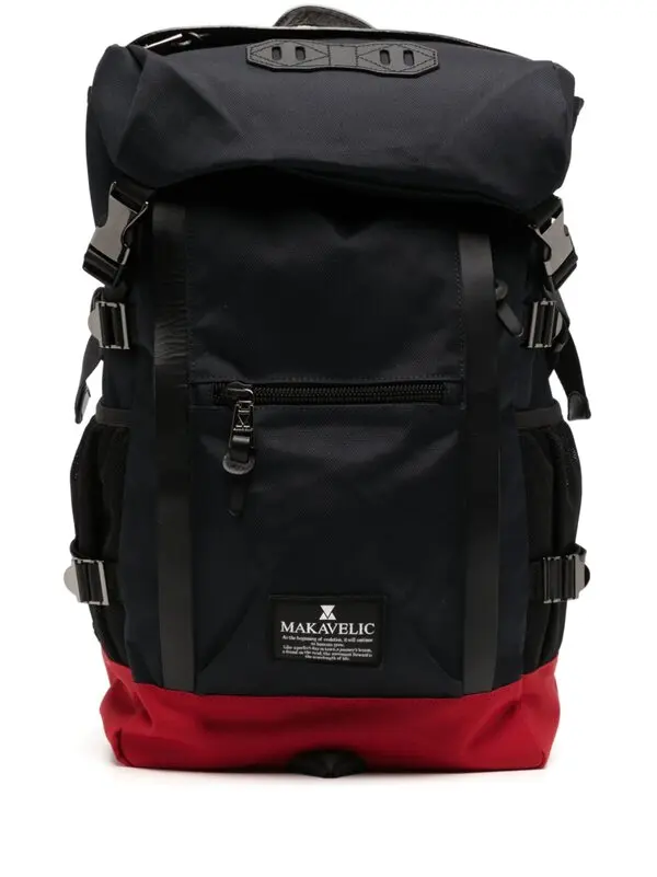 MAKAVELIC Contrasting-detail Logo-patch Backpack - Black