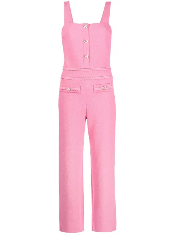 Maje Square-neck Tweed Jumpsuit - Pink