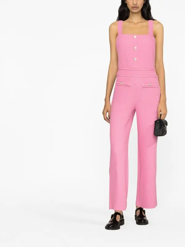 Maje Square-neck Tweed Jumpsuit
