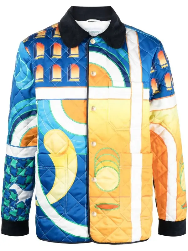Casablanca Paysage-print Quilted Jacket - Blue