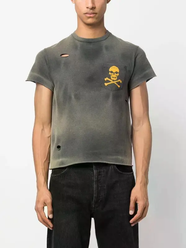 GALLERY DEPT. Skull And Crossbones-print Distressed T-shirt - Black