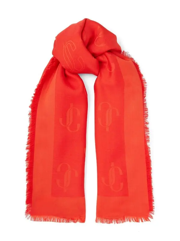 JIMMY CHOO Emani Monogram Scarf - Orange