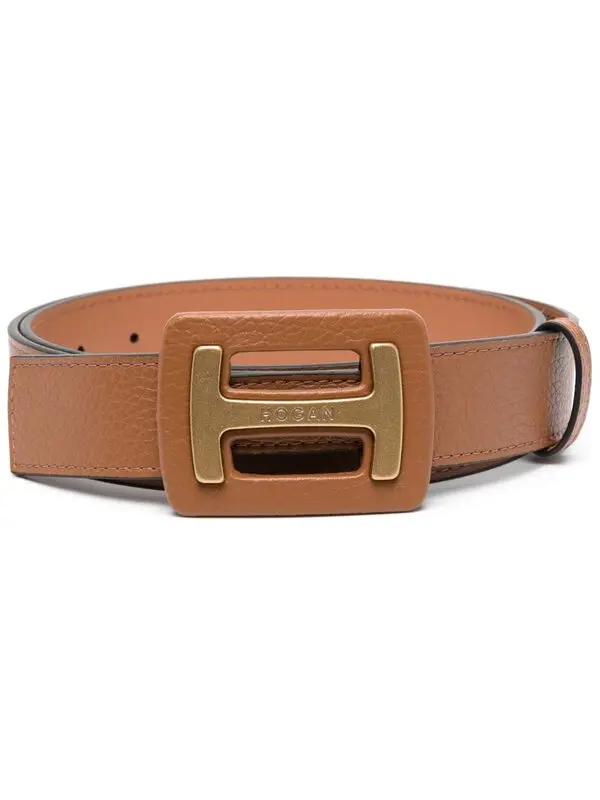 Hogan Logo-plaque Leather Belt - Brown
