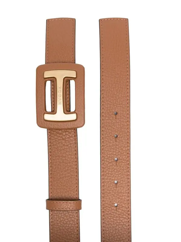 Hogan Logo-plaque Leather Belt - Brown