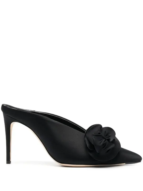 Victoria Beckham Floral-appliqué Satin Mules