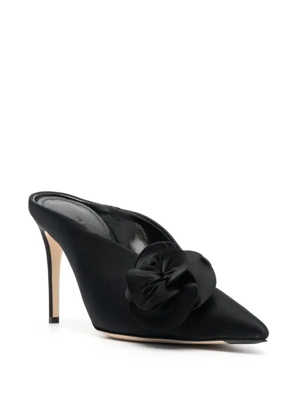 Victoria Beckham Floral-appliqué Satin Mules