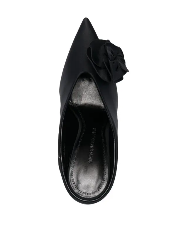 Victoria Beckham Floral-appliqué Satin Mules
