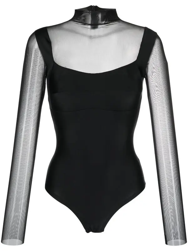 ATU BODY COUTURE Semi-sheer Bodysuit - Black