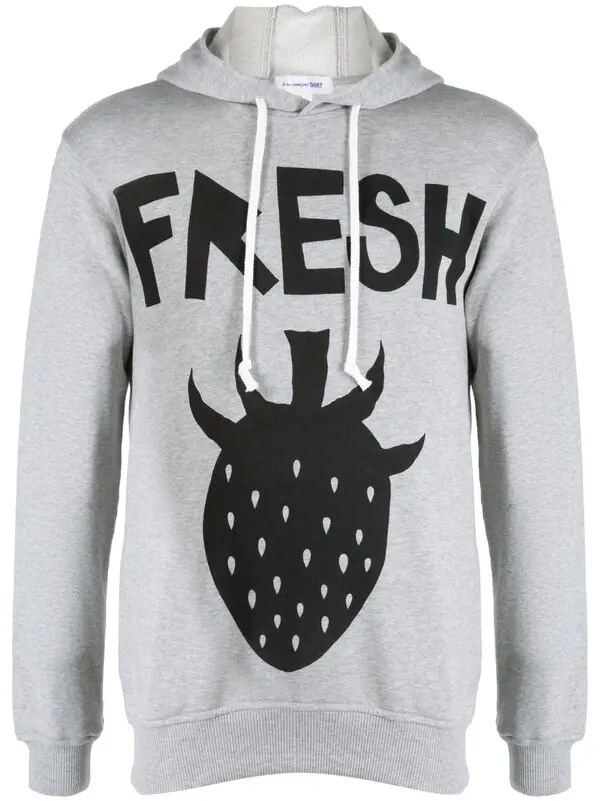 Comme Des Garçons Graphic-print Cotton Hoodie - Grey