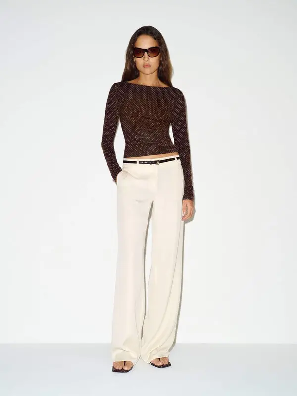 REFORMATION Wiley Knit Top - Brown