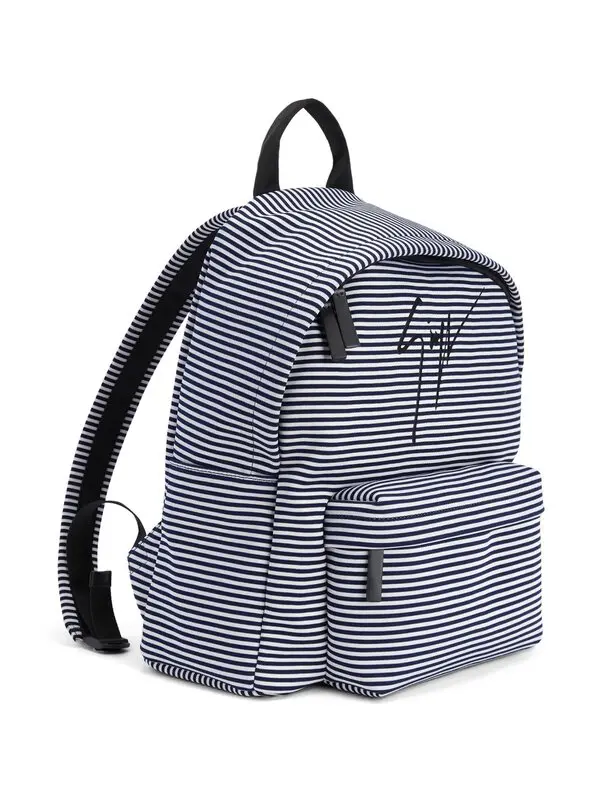 GIUSEPPE ZANOTTI Striped Backpack With Embroidered Logo - Blue