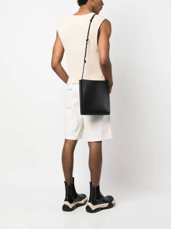 JIL SANDER Debossed-logo Leather Shoulder Bag - Black