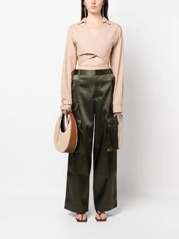 ANDREĀDAMO Cropped Wrap Blouse
