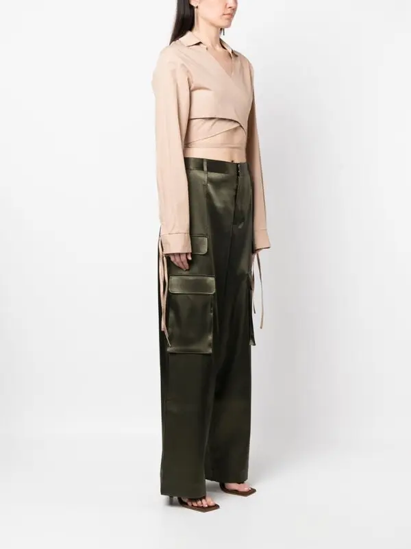 ANDREĀDAMO Cropped Wrap Blouse