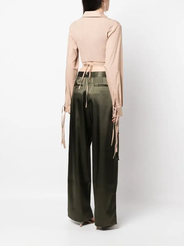 ANDREĀDAMO Cropped Wrap Blouse