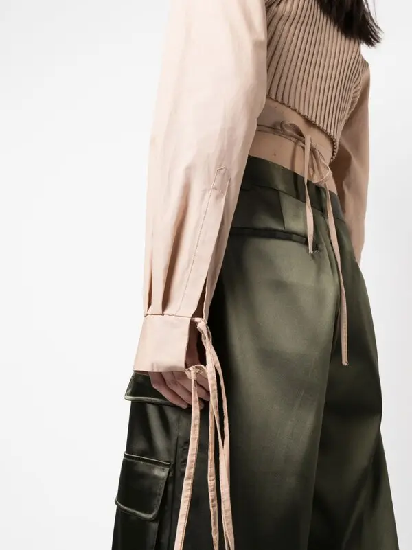 ANDREĀDAMO Cropped Wrap Blouse