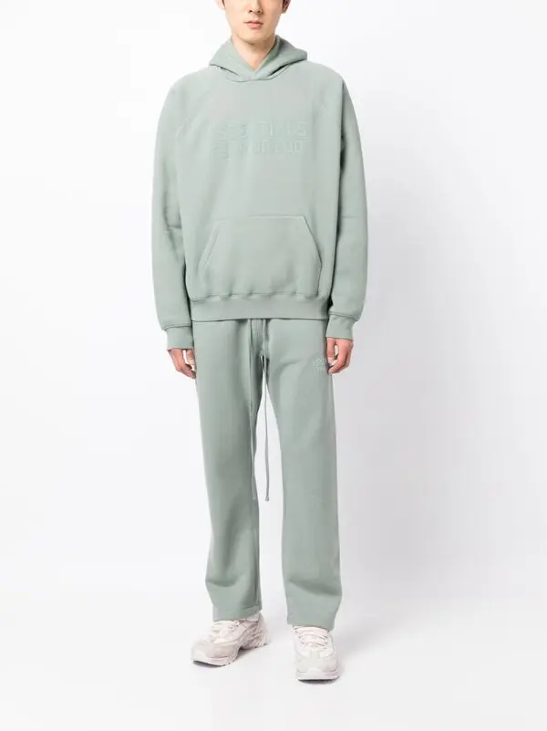 Fear Of God Essentials Logo-print Hoodie - Green