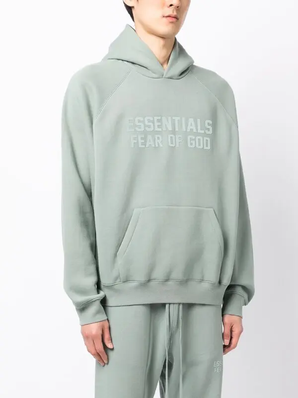 Fear Of God Essentials Logo-print Hoodie - Green