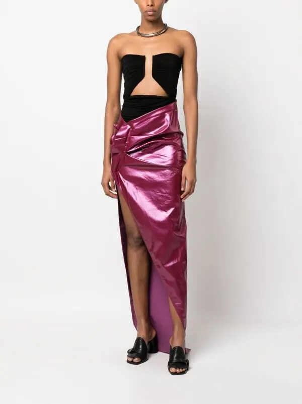 Rick Owens Patent-finish Draped Skirt - Pink