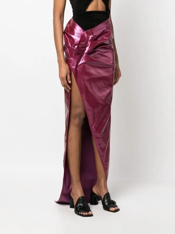 Rick Owens Patent-finish Draped Skirt - Pink