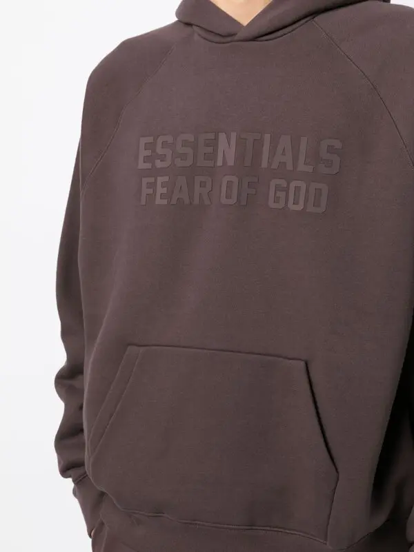 Fear Of God Essentials Logo-print Hoodie - Brown