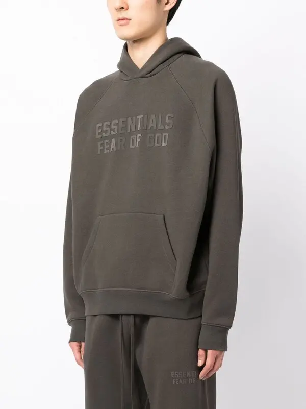 Fear Of God Essentials Logo-print Hoodie - Green