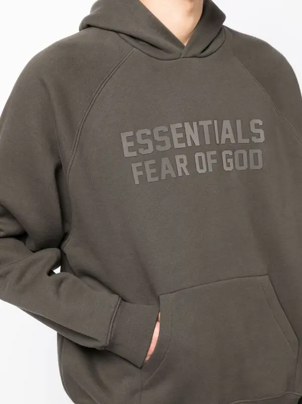 Fear Of God Essentials Logo-print Hoodie - Green