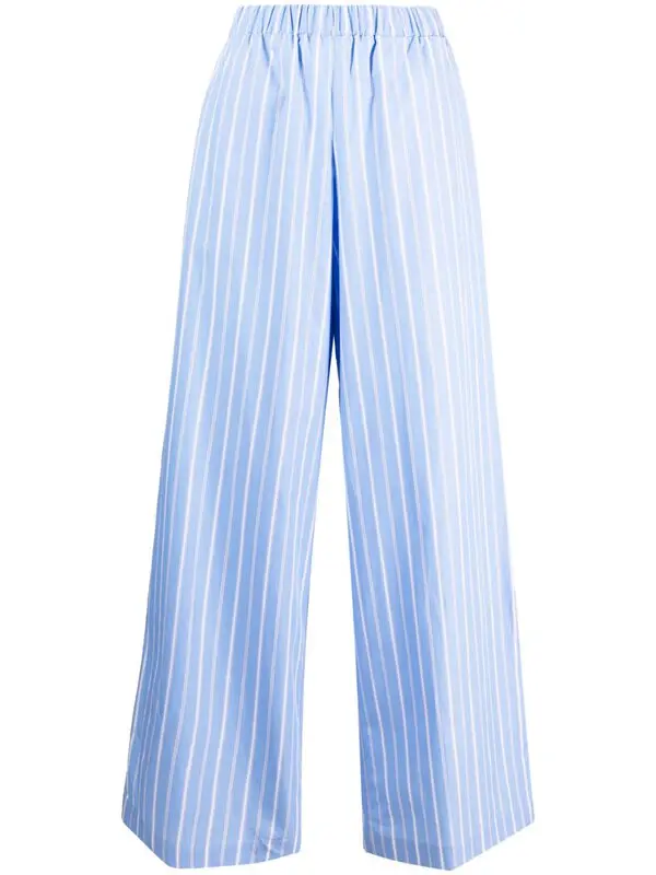 WOERA Striped Cotton Palazzo Pants