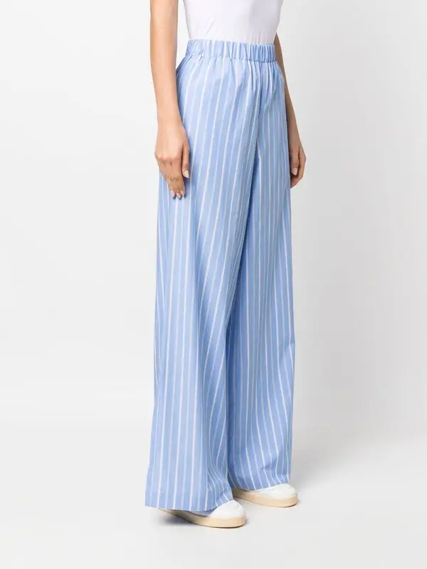 WOERA Striped Cotton Palazzo Pants