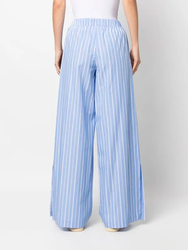 WOERA Striped Cotton Palazzo Pants