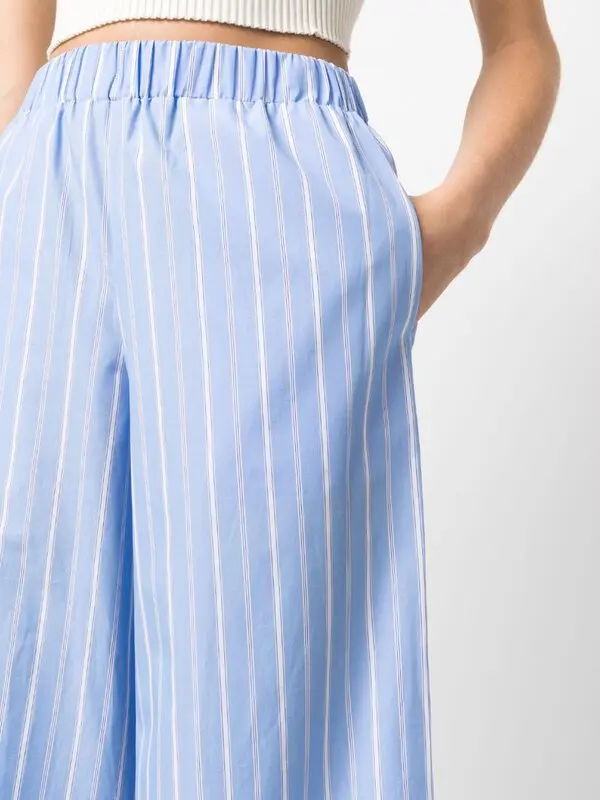 WOERA Striped Cotton Palazzo Pants