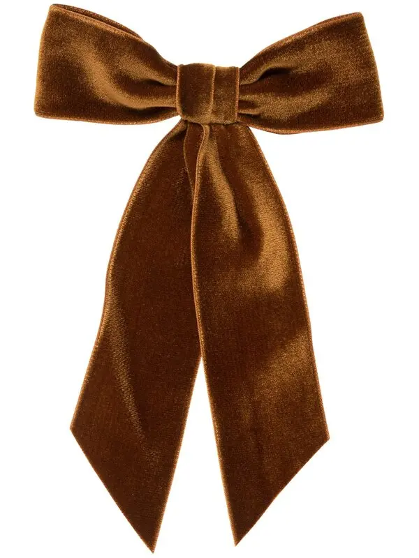 JENNIFER BEHR Velvet Bow Barrette - Brown