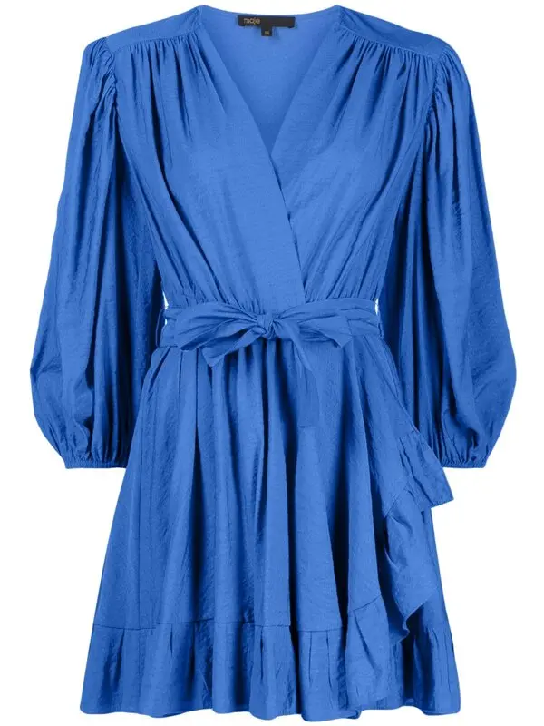 Maje Ruffled Wrap V-neck Minidress