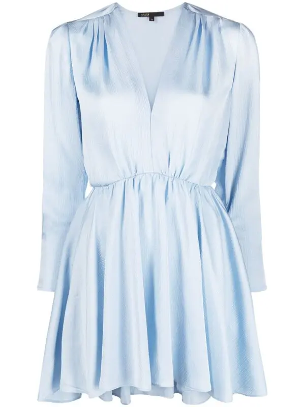 Maje Revolver Cinched V-neck Minidress - Blue