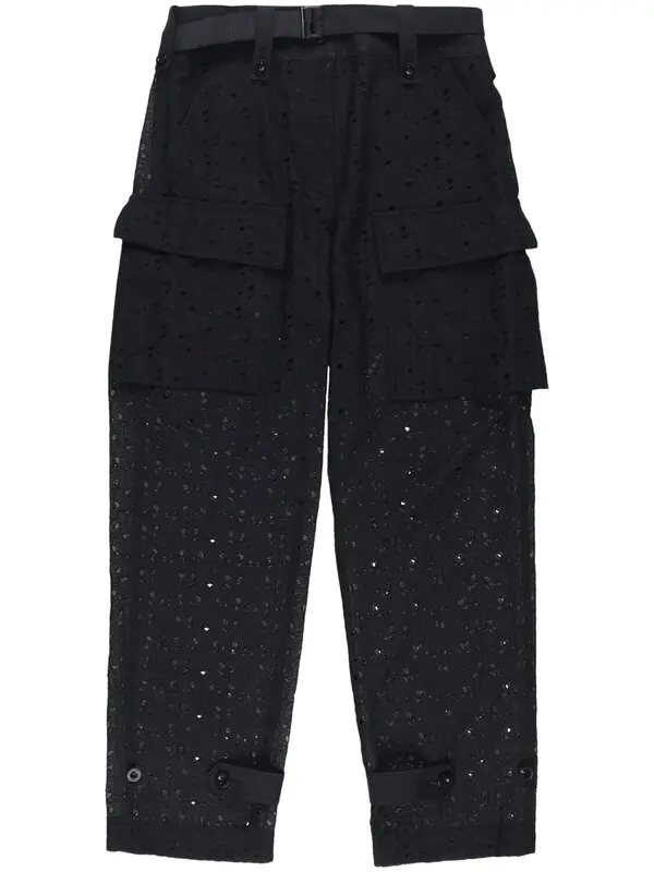 Sacai Logo-embroidery Trousers - Black