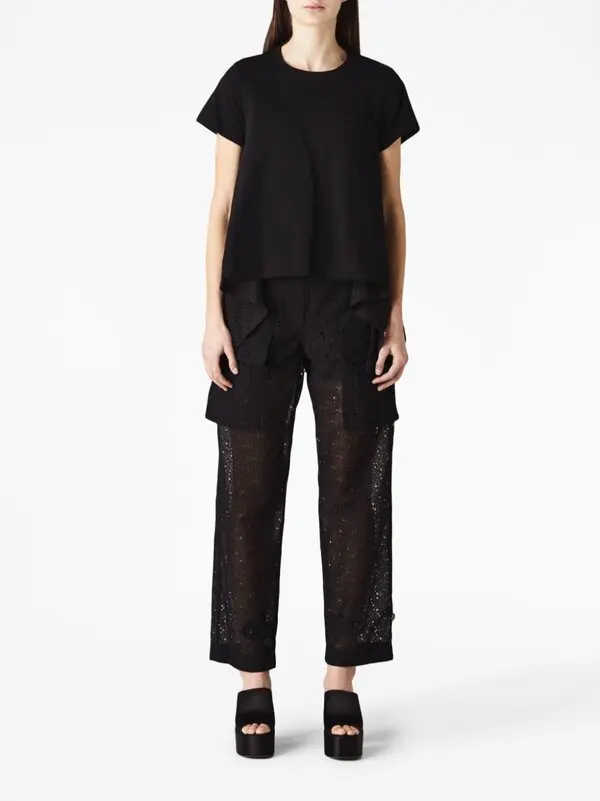 Sacai Logo-embroidery Trousers - Black